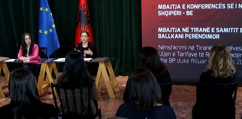 Integrimi/ Olta Xhaçka konferencë me Kryenegociatoren, Majlinda Dhuka ...