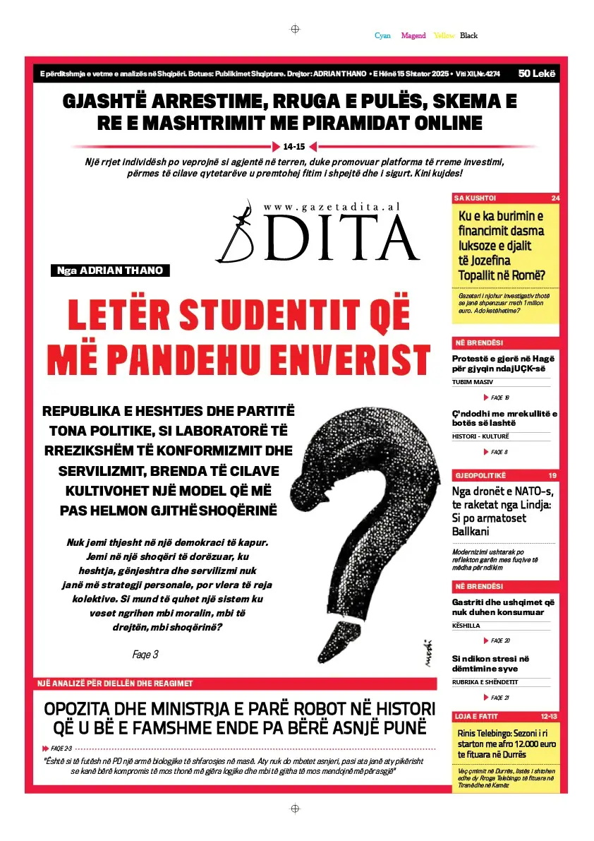 15 shtator 2025 - Gazeta Dita